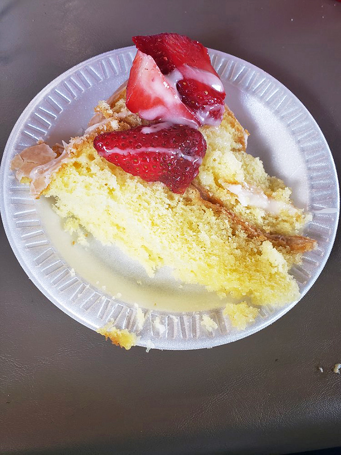 Meet the showstopper: Leo's famous strawberry banana cake. It's so good, it might just steal the spotlight from the BBQ. Almost.