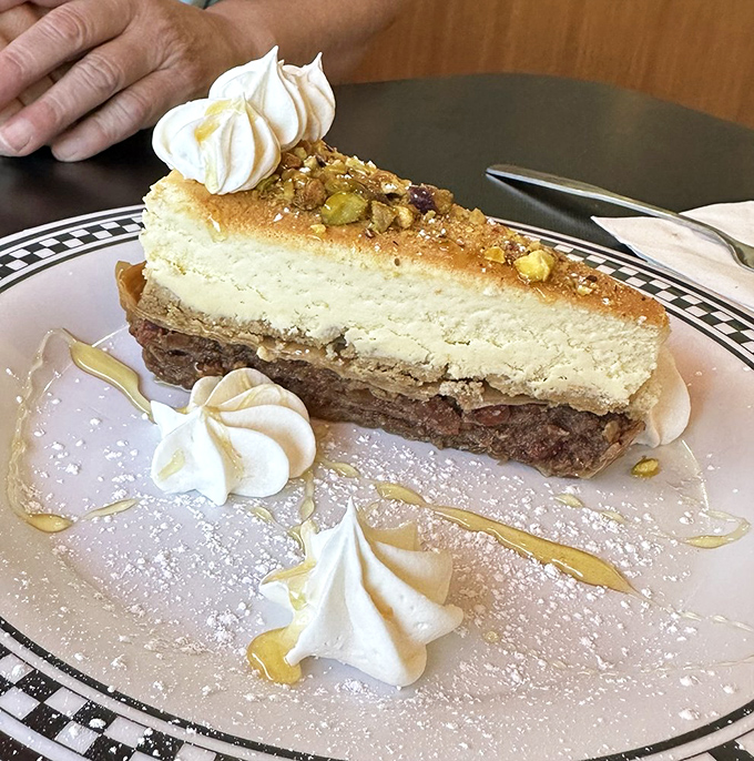 Baklava cheesecake: the dessert equivalent of a beautiful cross-cultural marriage. It's so good, it might just bring about world peace&hellip; one slice at a time.