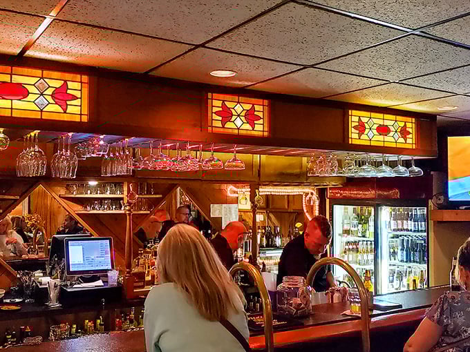 The bar: where spirits are high, both in glass and in atmosphere. It's like Cheers, but with better lighting and fancier drinks.