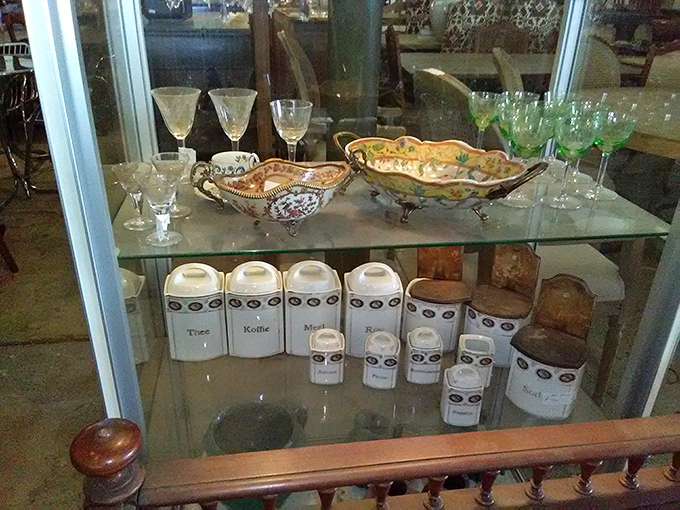 Raise a glass to the past! This sparkling array of vintage glassware and ceramics is ready to toast to bygone eras.