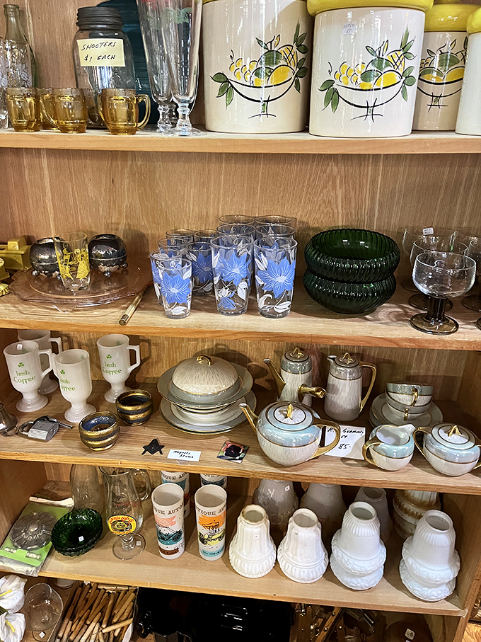 Glasses half full of history. These vintage tumblers have probably seen more cocktail parties than Don Draper.