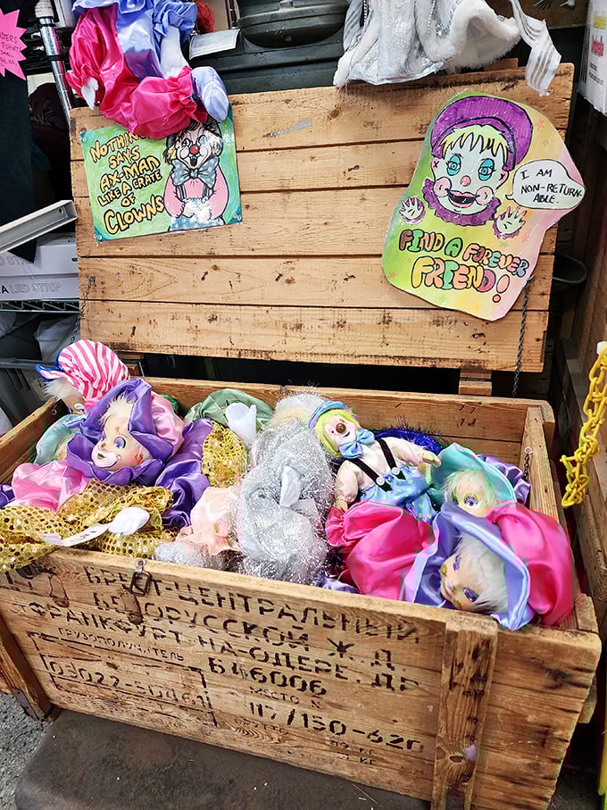 Send in the clowns! This box of colorful characters is either a circus lover's dream or a coulrophobe's nightmare. You decide!