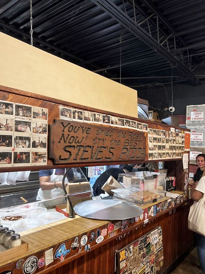 "You've tried the rest, now try the best!" Steve's counter area is where pizza dreams come true, one slice at a time.