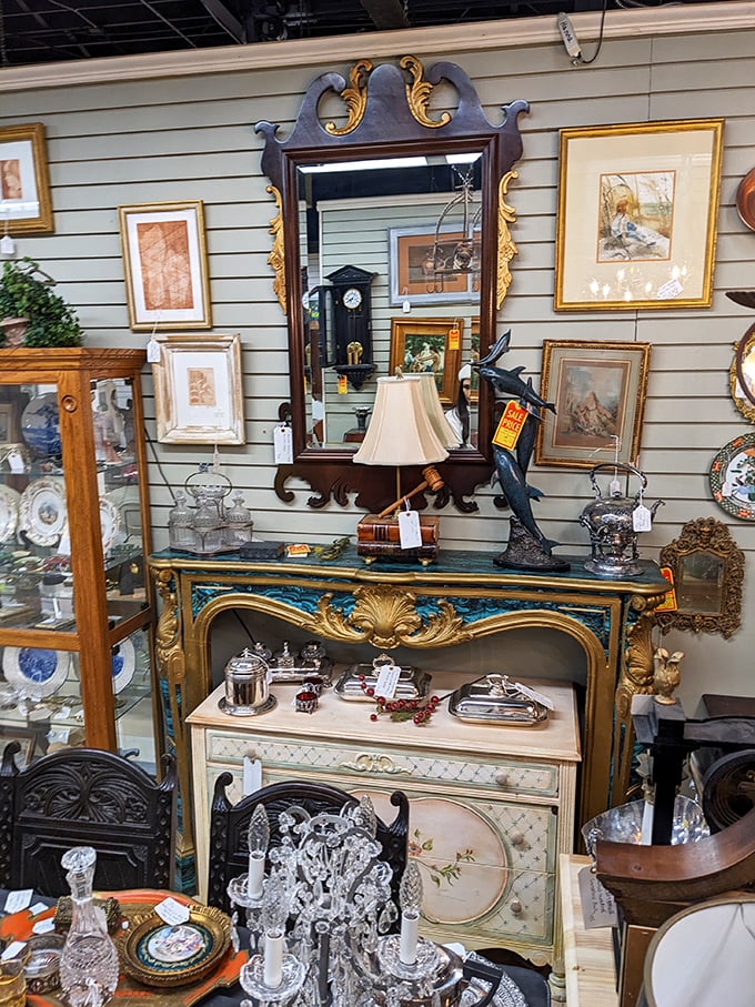 "Eclectic elegance at its finest!" This mishmash of decor is like your quirky aunt's living room, but with better taste and fewer cat figurines.