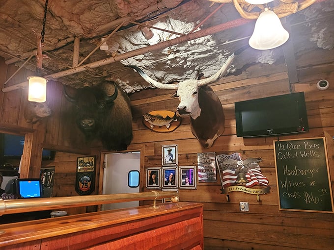 It's a regular Cowboy Smithsonian in here! The decor's got more personality than a rodeo clown with a PhD in sass.