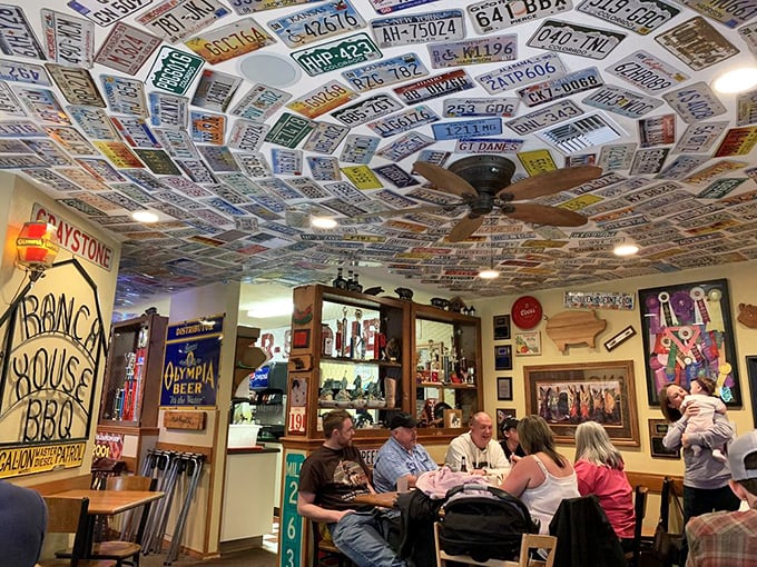 Happy diners in their natural habitat. Notice the telltale signs: sauce-stained fingers and contented smiles.