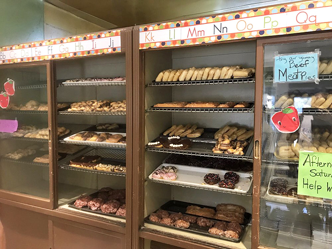 A glass case of emotion? No, just pure, unadulterated donut temptation.
