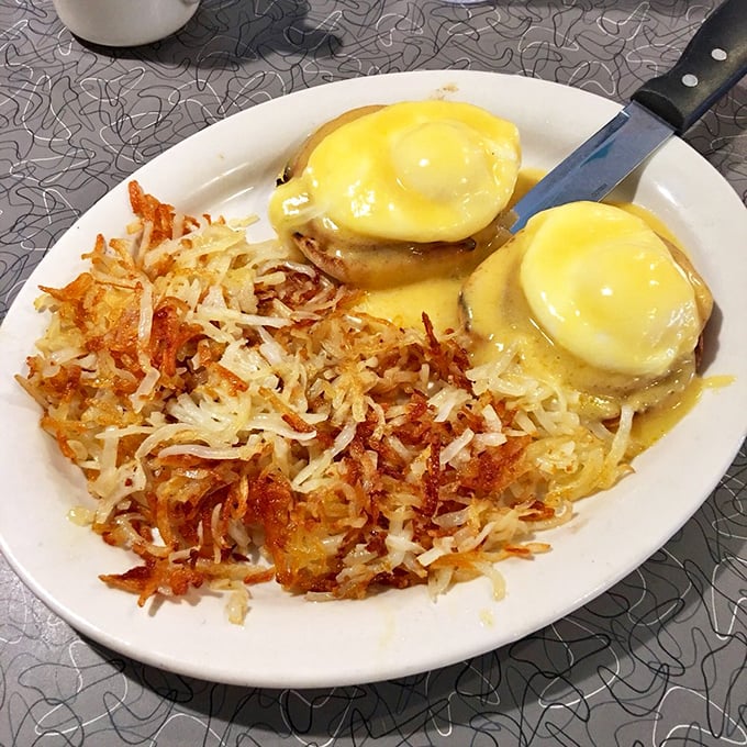 Eggs Benny, meet your crispy soulmate! These hash browns are so golden and crunchy, they deserve their own Instagram account.