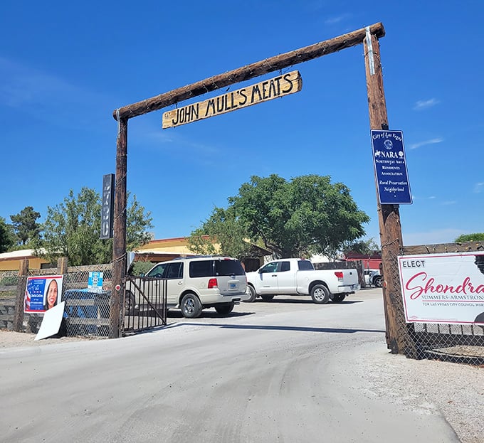 The rustic entrance sign doesn't just mark a doorway&mdash;it's a portal to a Nevada barbecue tradition that's stood the test of time.