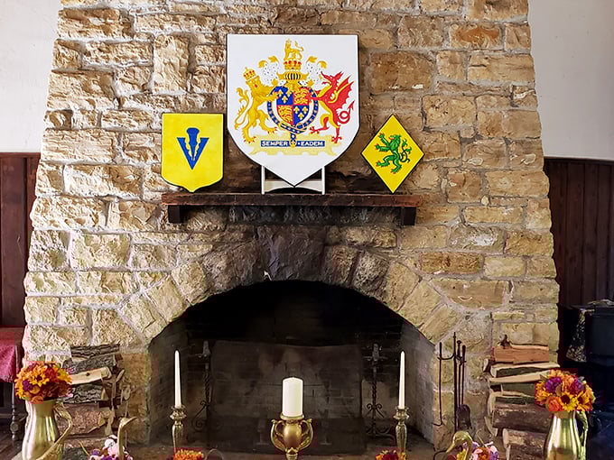 Cozy up to this stone hearth, where you can toast marshmallows &ndash; or plot your next crusade. The choice is yours, noble visitor!