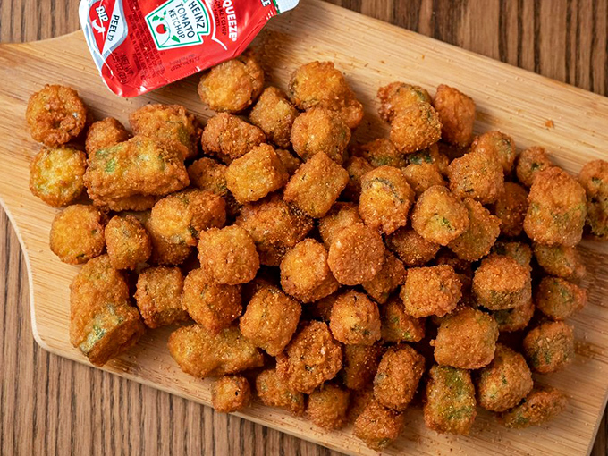 Fried okra nuggets that could convert even the most stubborn okra skeptics. Southern comfort food in bite-sized form.