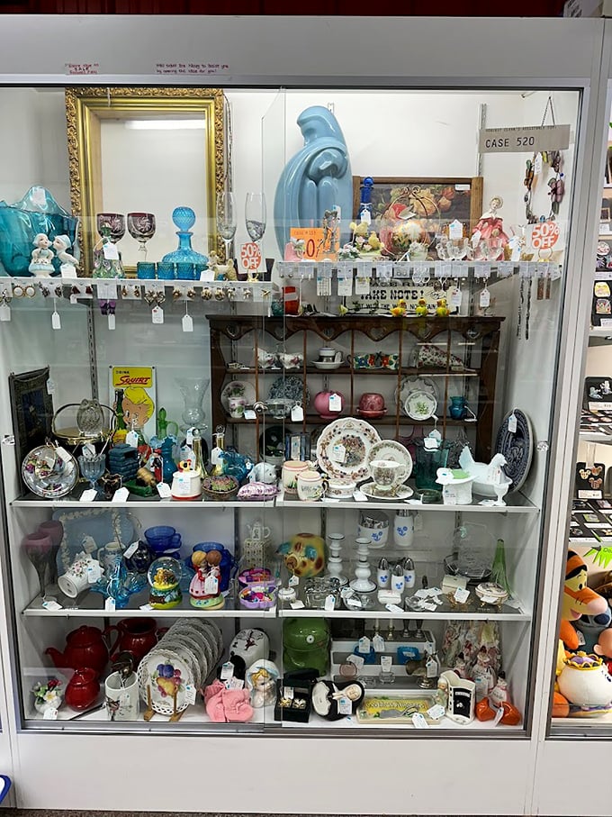 It's a small world after all in this case of curios! From dainty teacups to sassy figurines, there's a tchotchke for every taste.