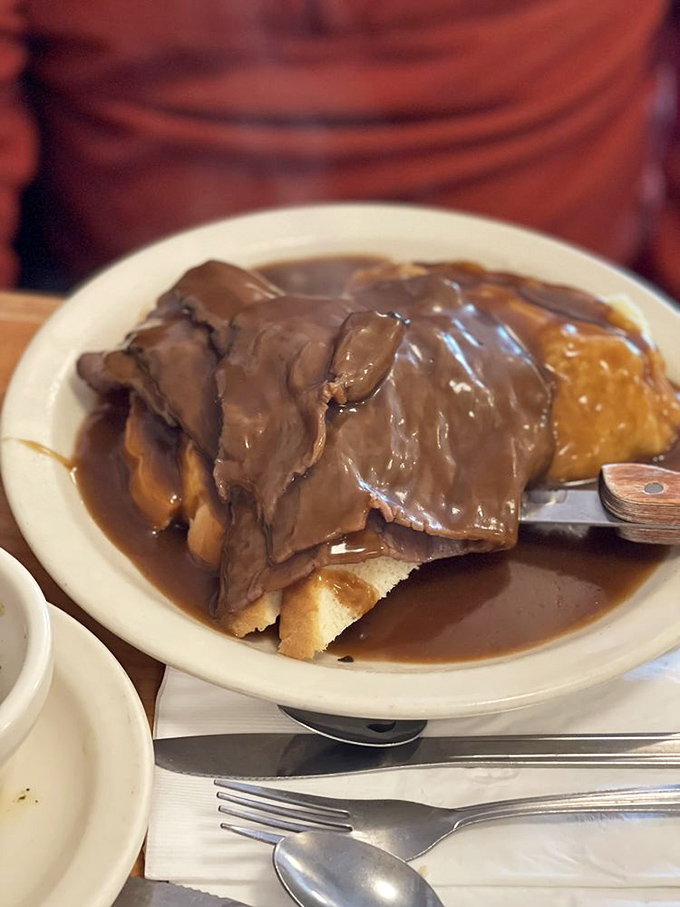 Behold, the hot roast beef sandwich &ndash; comfort food's answer to a warm bear hug. It's what love would look like if it were edible.