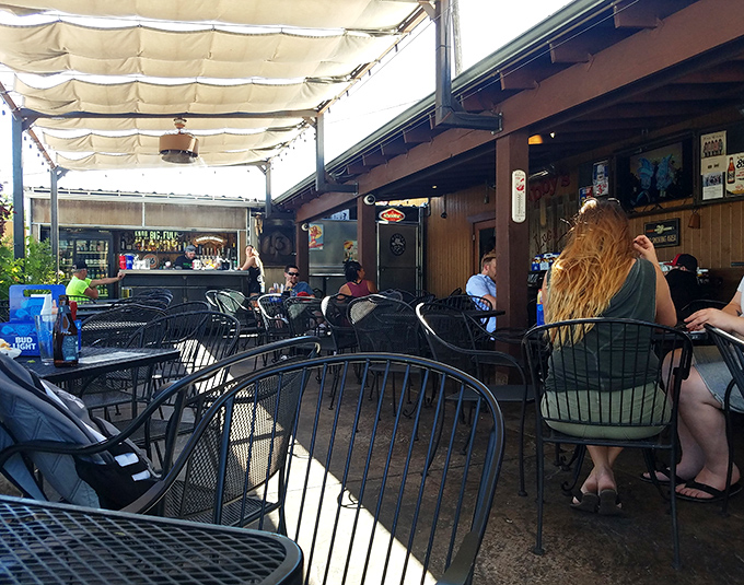 Al fresco feasting at its finest! Lucky 13's outdoor seating area is perfect for soaking up sun and suds.