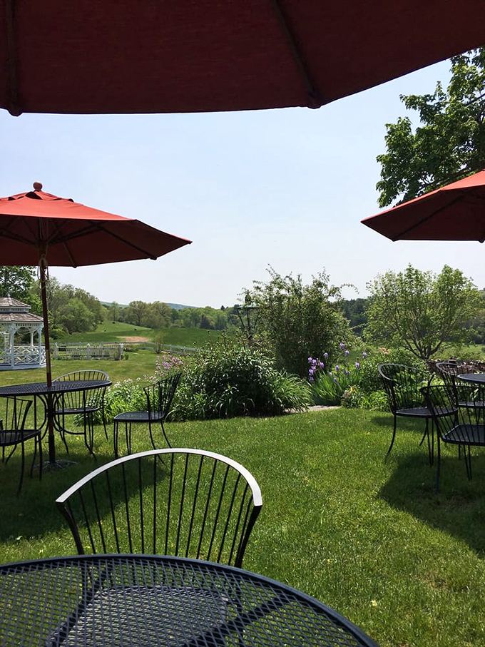 Al fresco dining with a side of history. These tables offer a view that's as appetizing as the menu &ndash; New England charm on full display.