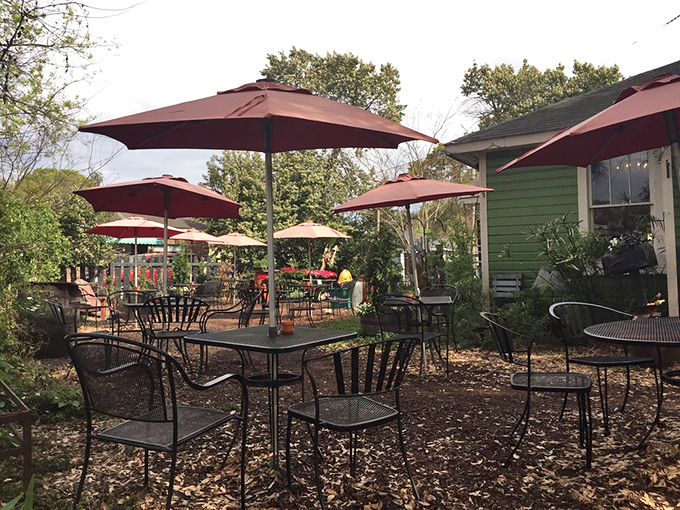 Umbrella-shaded tables invite you to bask in the sun while you nosh. It's like a beach vacation, minus the sand in your sandwich.