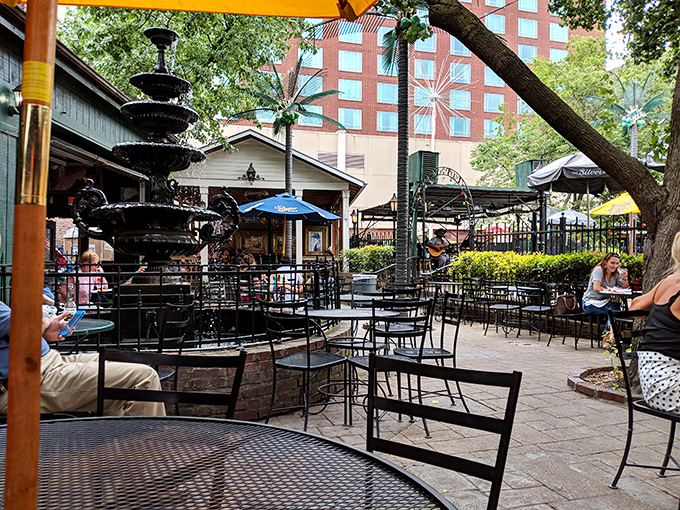 Outdoor seating that's more refreshing than a mint julep on a hot day. People-watching has never been so entertaining!
