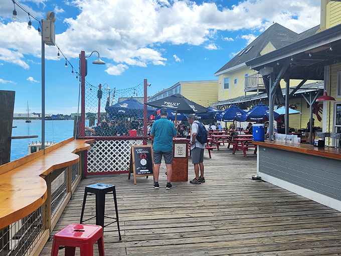 Outdoor seating with a side of salty air. It's like your deck at home, if your home came with stunning harbor views.