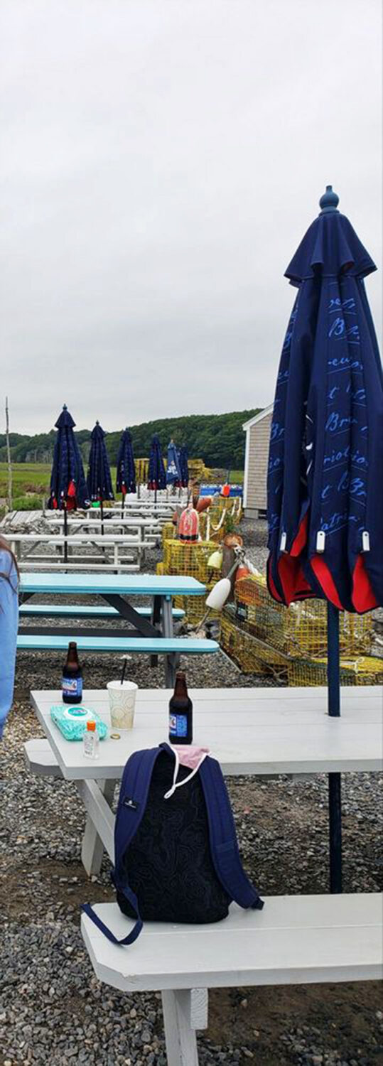 Picnic table paradise! Petey's outdoor setup is perfect for those who like their seafood with a side of salty air.