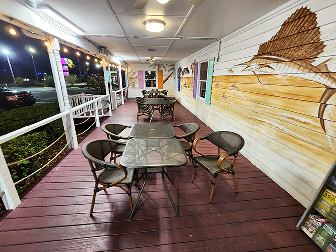 Al fresco dining with a side of sea breeze. This porch is the perfect spot for a laid-back feast fit for Poseidon himself.