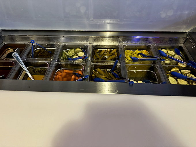 Pickle your fancy! This condiment bar is a treasure trove of tangy delights, perfect for adding that extra zing to your meal.