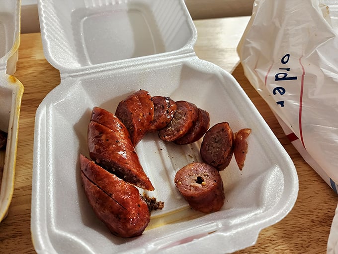 Sausage party in a box! These smoky links are so perfectly cooked, they might just make you break into a happy dance right there in the restaurant.