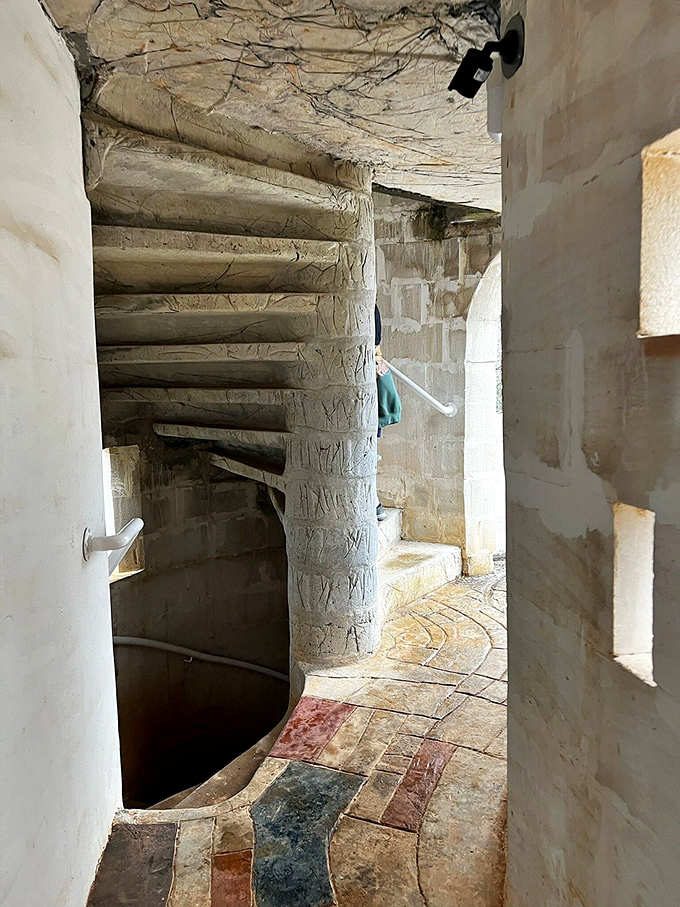 Stairway to heaven or secret passage? This winding stone staircase looks like it could lead to hidden treasures or mysterious towers.