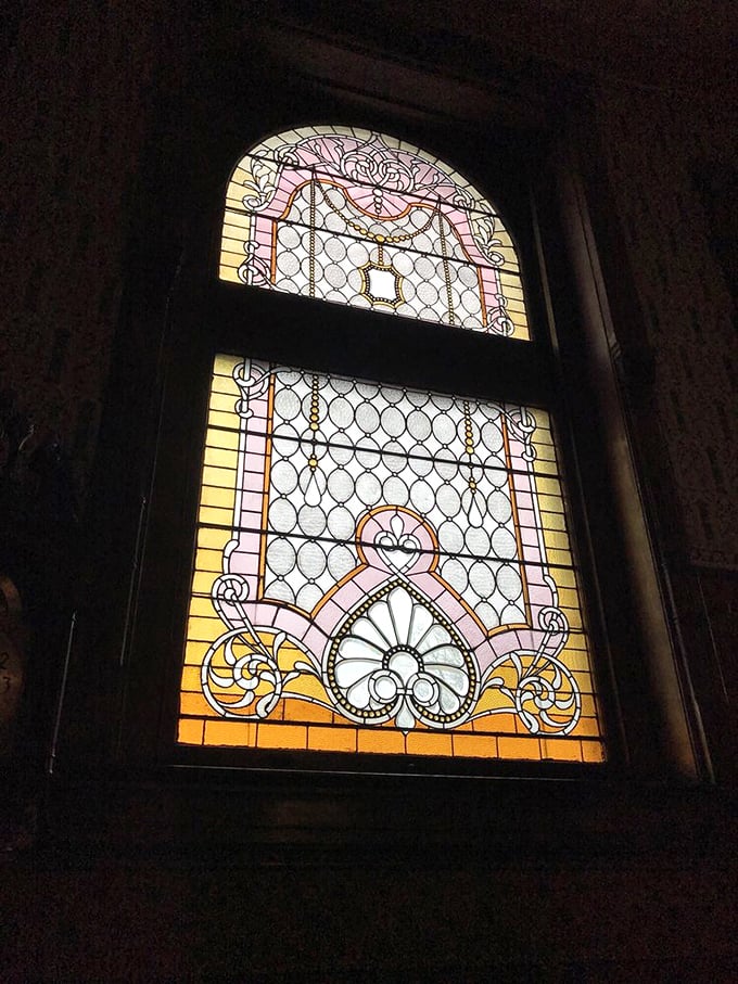 Stained glass that puts most cathedrals to shame. It's like Instagram filters for sunlight, Victorian style.