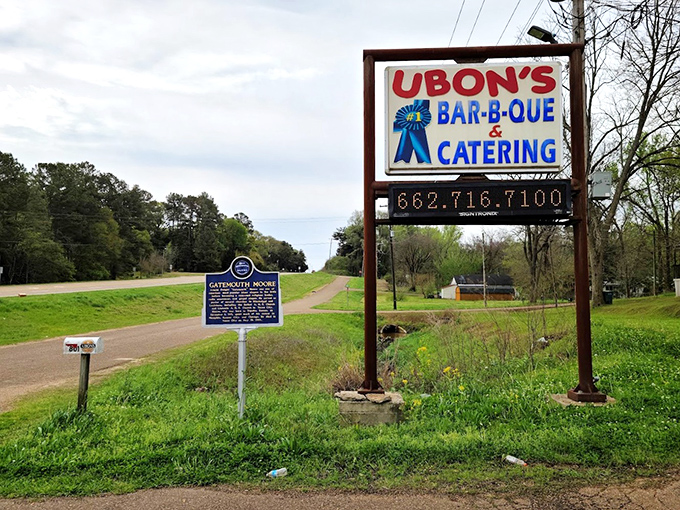 Follow the sign to barbecue bliss! Ubon's: where smoke signals mean it's time to eat.