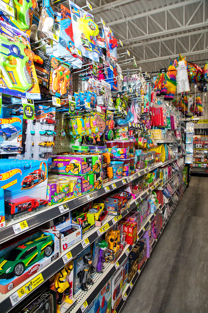 Toy story come to life! This aisle is where imagination meets affordability, much to parents' relief and kids' delight.