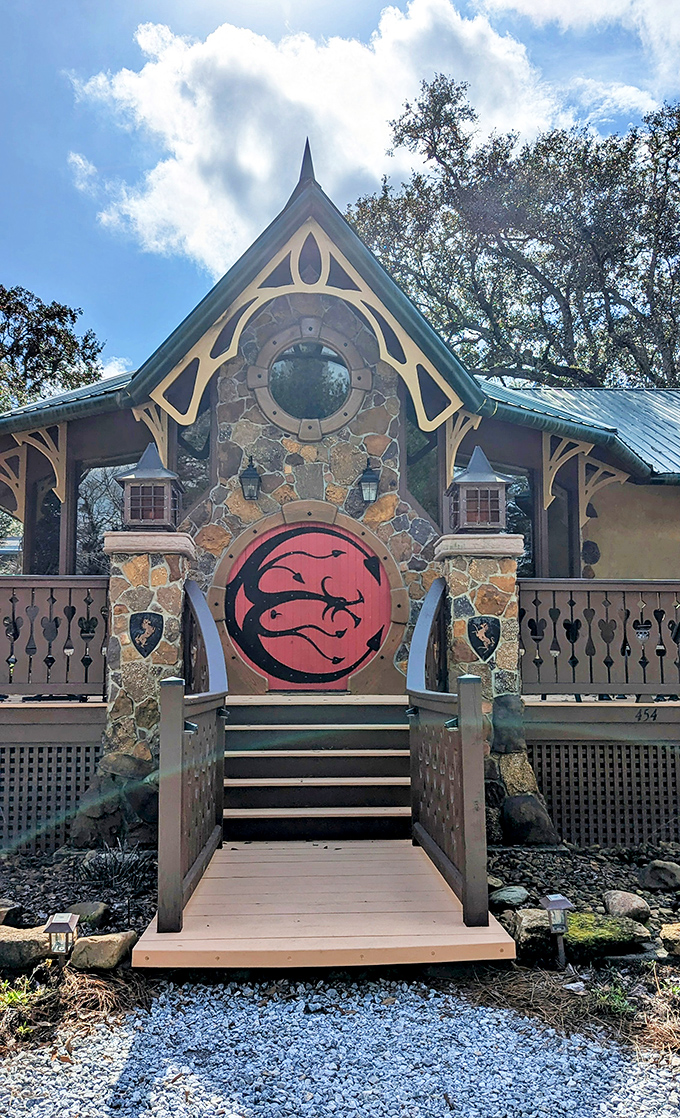 Fee-fi-fo-fum, I smell the blood of... an amazing entryway! This unique door could be the gateway to a giant's castle or a hobbit's home.