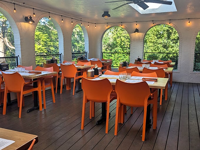 Dine al fresco in style! This veranda is so inviting, you'll want to set up camp and declare it your summer home. Just don't forget the wet wipes!