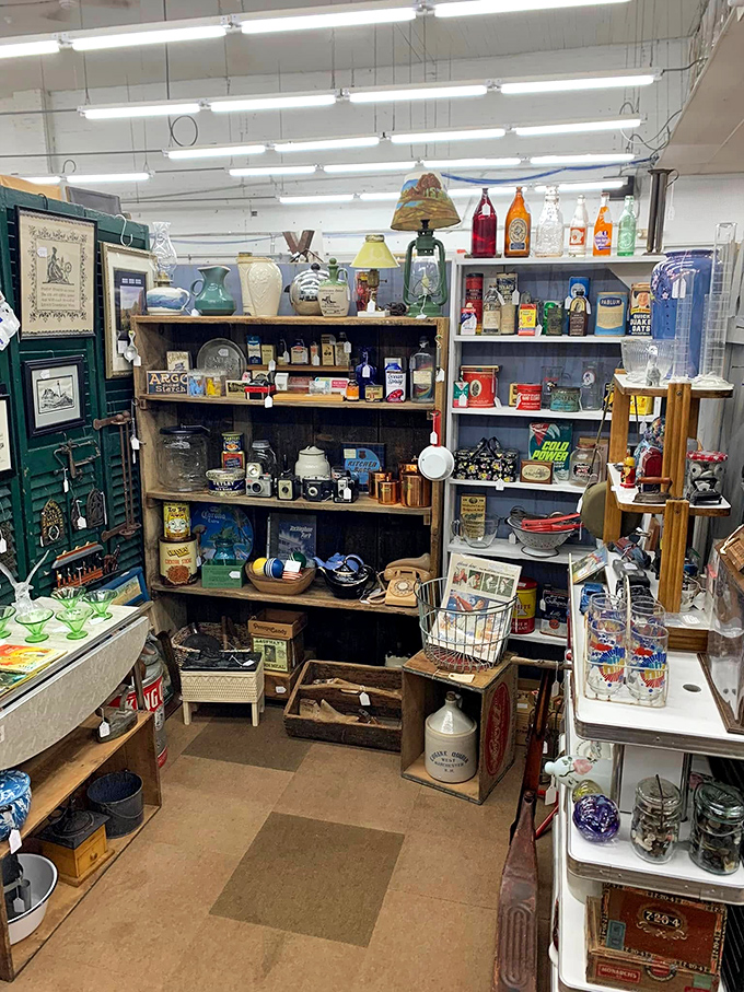 From soda pop to pop culture, this shelf is a time capsule of Americana. It's like raiding your cool uncle's attic... if he collected everything.