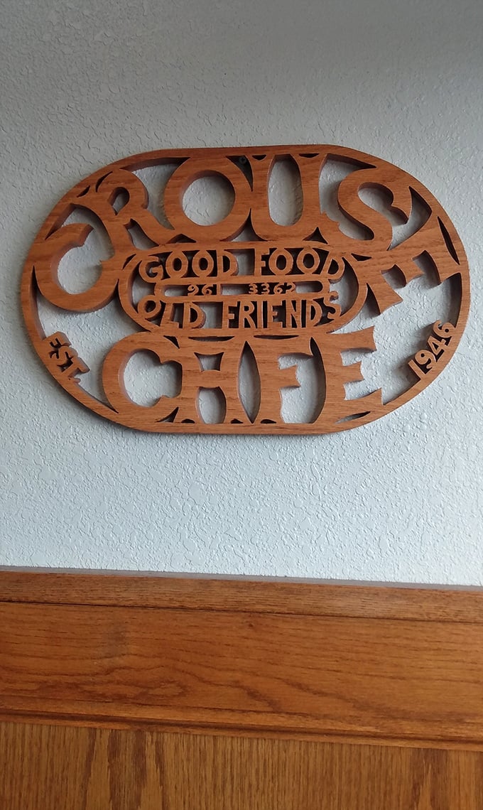 "Good food, old friends" &ndash; truer words were never carved. This wall decor sums up Crouse Caf&eacute;'s philosophy better than any Yelp review ever could.