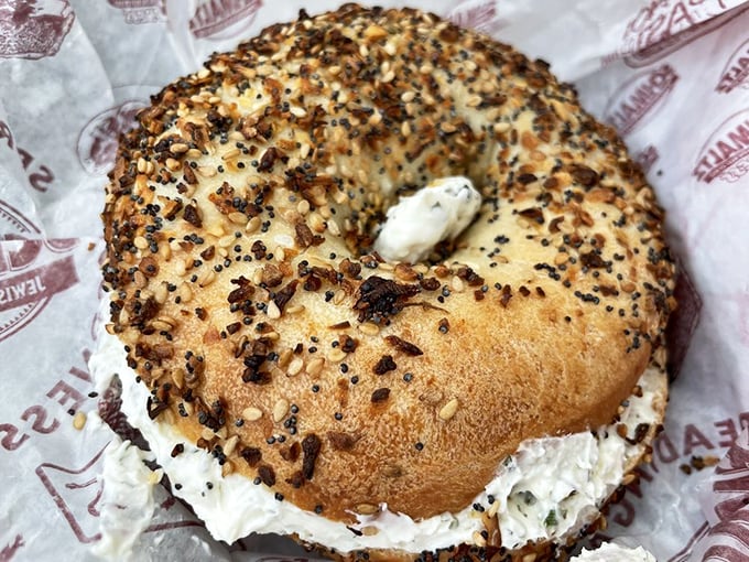 This isn't just a bagel, it's a work of art. Van Gogh had his sunflowers, Schmaltz has its sesame-encrusted masterpieces.