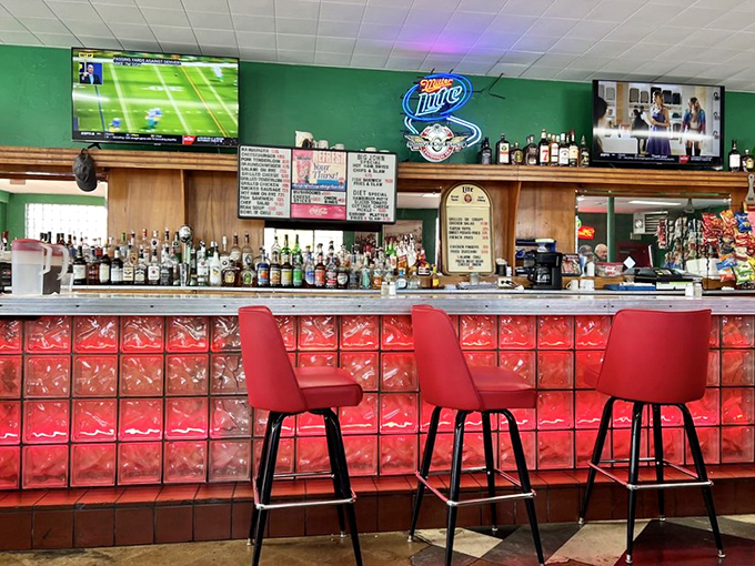 A bar that would make Norm from "Cheers" feel right at home. It's stocked well enough to weather any storm, including your in-laws' surprise visit.