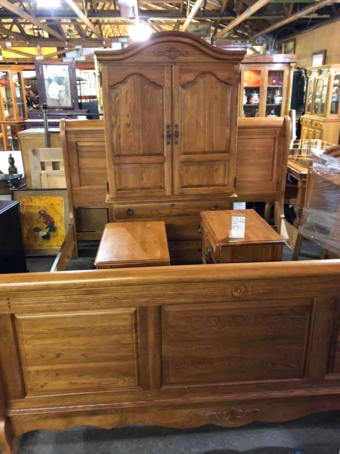 Bedroom bliss on a budget! This wooden wonder could turn any sleeping quarters into a rustic retreat.