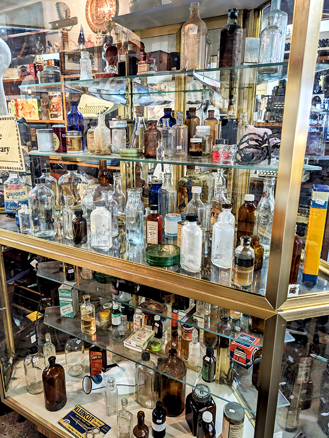 Bottles of mystery and intrigue. Each glass container holds the essence of a bygone era, just waiting to be uncorked.