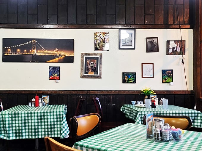 Wall art that feeds the soul while you feed your belly. Each piece tells a story, much like the regulars who frequent this beloved spot.