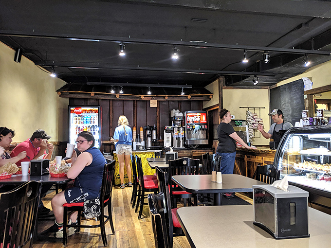 Happy diners, full bellies. It's like watching a real-life "Before and After" sandwich commercial.