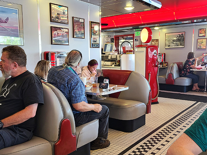 Where strangers become friends over coffee and pie. This isn't just a meal, it's a Norman Rockwell painting come to life.