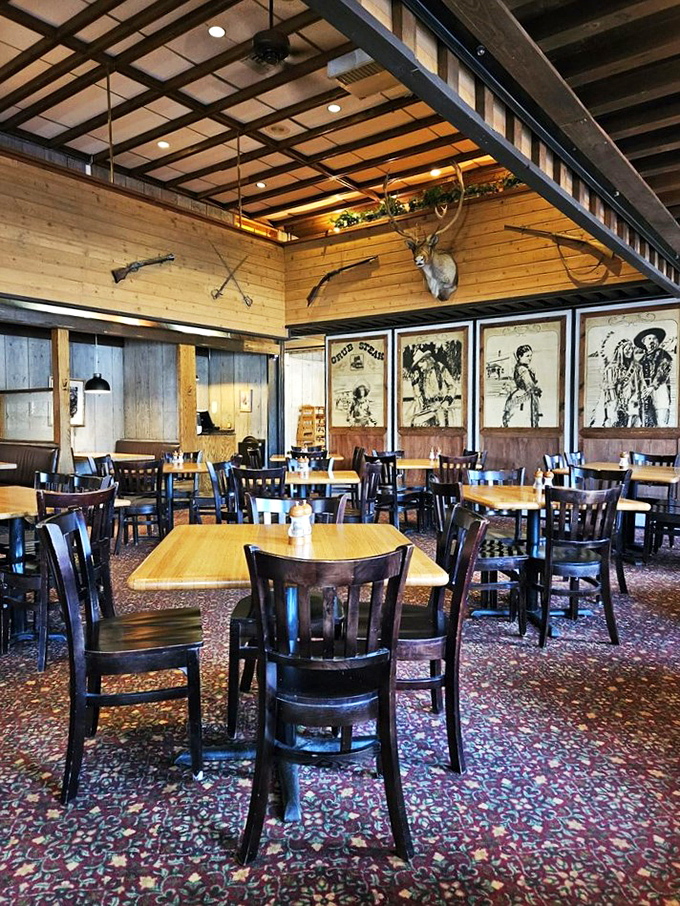 A dining room that's equal parts John Wayne and Julia Child. Saddle up for a meal that's as memorable as the decor.