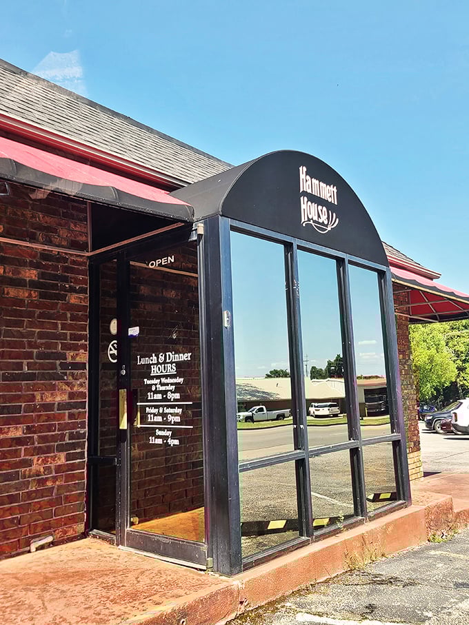 Roll out the red carpet – or in this case, the red awning! Hammett House's entrance is your gateway to flavor town.