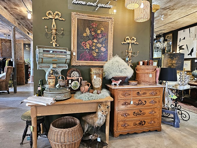 Home is where the art is! This eclectic mix of decor proves that one person's tchotchke is another's treasure.