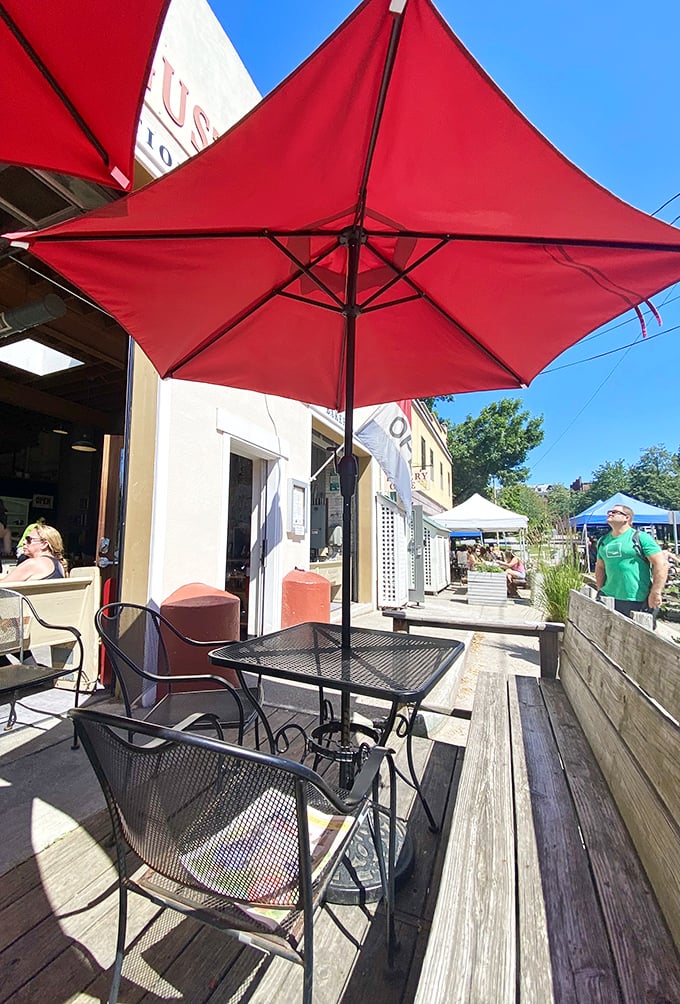 Al fresco dining with a side of people-watching. It's dinner and a show, Vermont style!
