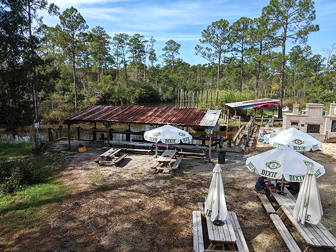 Outdoor dining at its finest! Enjoy your meal al fresco style, where the fresh air enhances the smoky goodness of your barbecue feast.