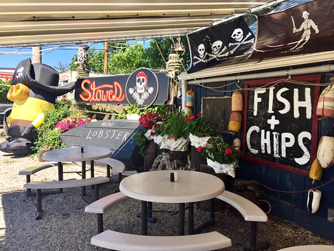 Tiki time at Stowe's! These outdoor tables are perfect for pretending you're on a tropical vacation.