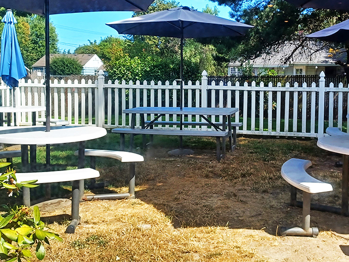 Al fresco dining with a side of charm. The Blue Moon's outdoor area is perfect for soaking up sunshine and small-town vibes.