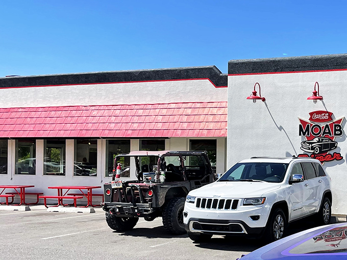 Parked outside the Moab Diner: Adventures on four wheels and delicious discoveries on four legs (of your table, that is).