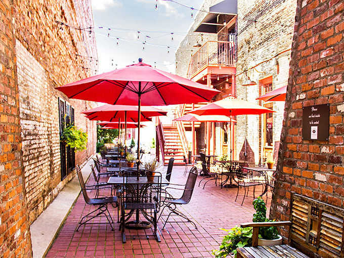 Outdoor dining that's red-hot! This patio's serving up ambiance with a side of fresh air and good vibes.
This sirloin's not just a steak,